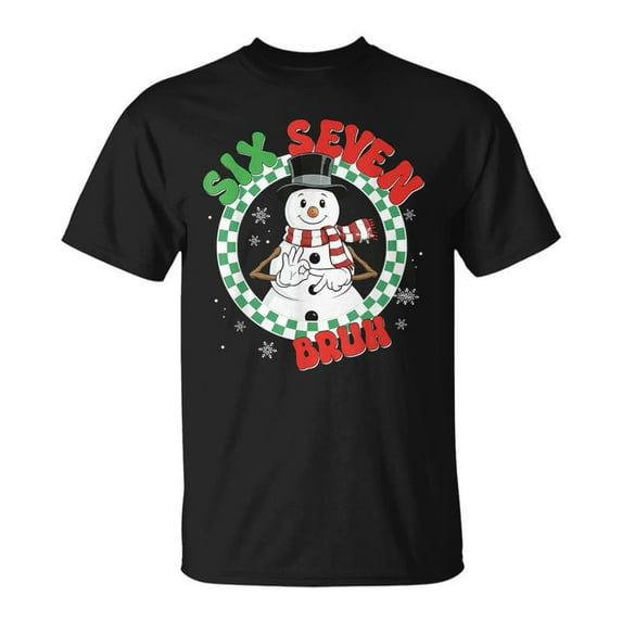 Dabbing Santa Snowman 6 7 Meme Christmas Six Seven Bruh Humor Unisex T ...