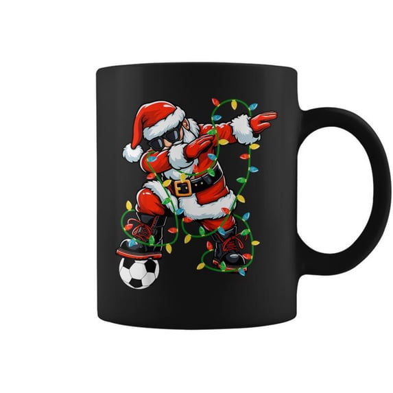 Dabbing Santa Soccer Christmas Lights Xmas Soccer Player Coffee Mugs ...