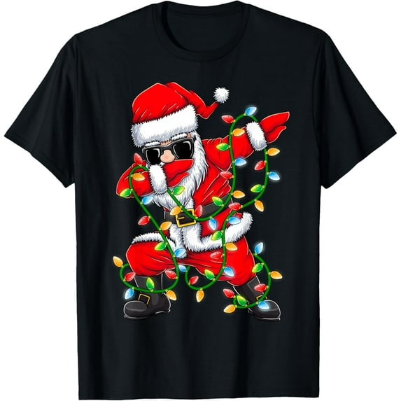 Dabbing Santa Xmas Lights Adults Adults adult Christmas Gifts T-Shirt ...