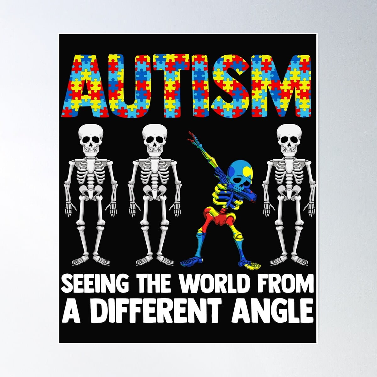 Dabbing Skeleton Autism Awareness Poster Wall Art, Modern Wall Decor ...