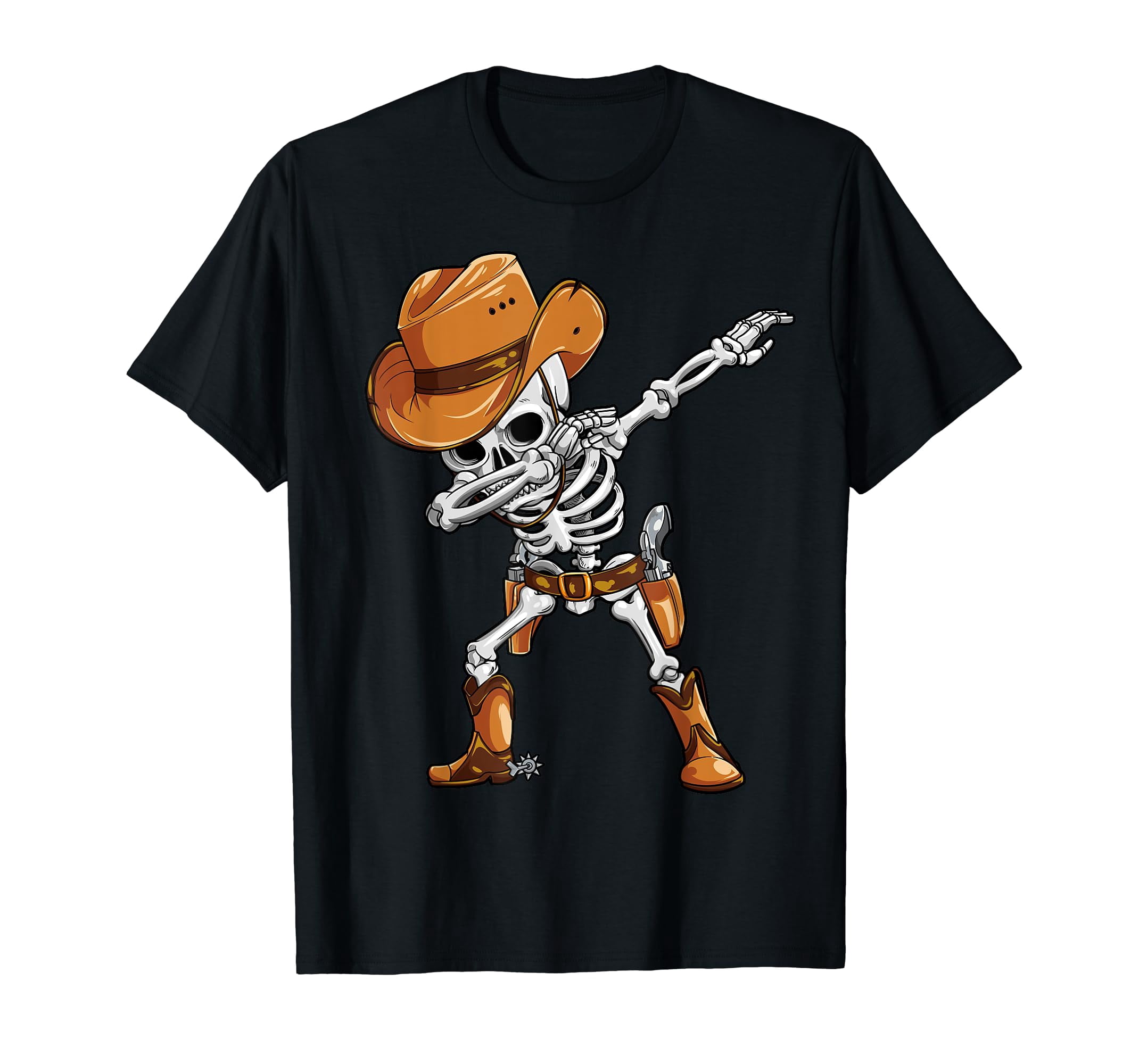 Dabbing Skeleton Cowboy Halloween Boys Men Funny Dab Dance T-Shirt ...