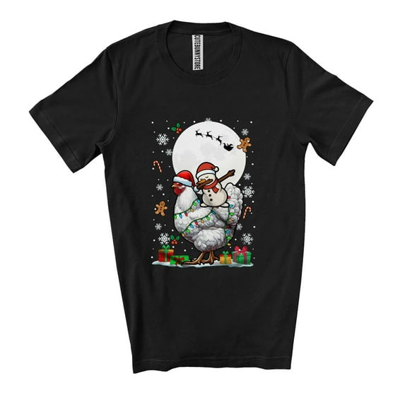 Dabbing Snowman Riding Chicken; Amusing Christmas Lights Farm Animal ...