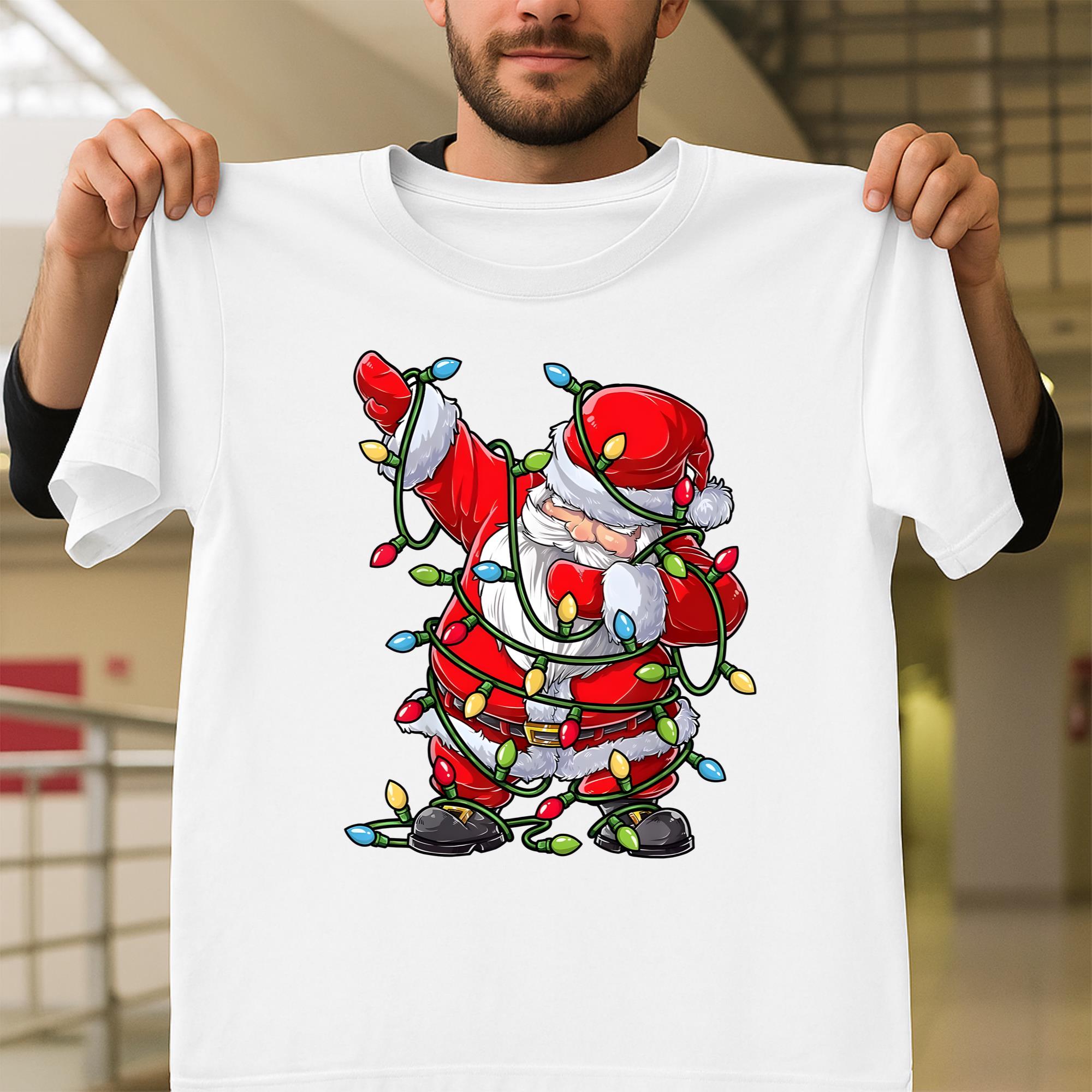 Dabbing St. Nick Christmas Tree Lights Graphic, Funny Holiday Dance ...