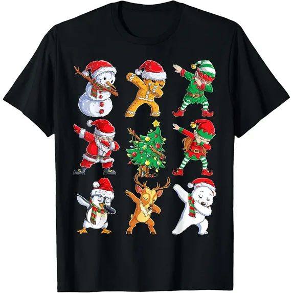 Dabbing St. Nick and Elf Friends Holiday Dance Moves Unisex T-Shirt, up ...
