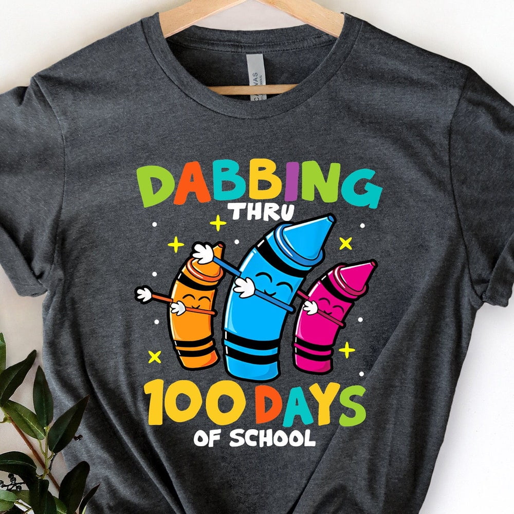 Dabbing Thru 100 Days Of School Shirt, 100 Days Brighter Shirt, Teacher ...
