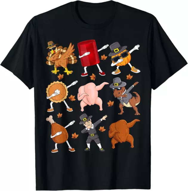 Dabbing Turkey T Rex Thanksgiving Boys Funny Dab Gift Graphic Shirt S ...