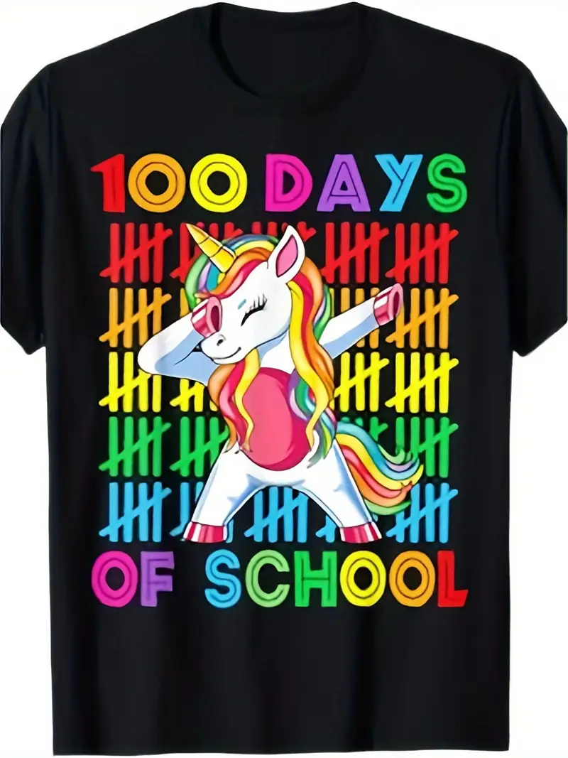 Dabbing Unicorn 100th School Day Unisex Graphic Short Sleeve Tee ...