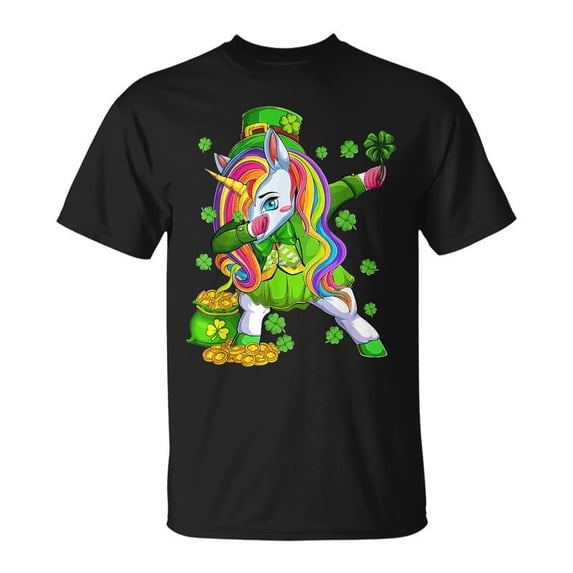 Dabbing Unicorn St Patricks Day Leprechaun Lepricorn Girls V2 TShirt ...