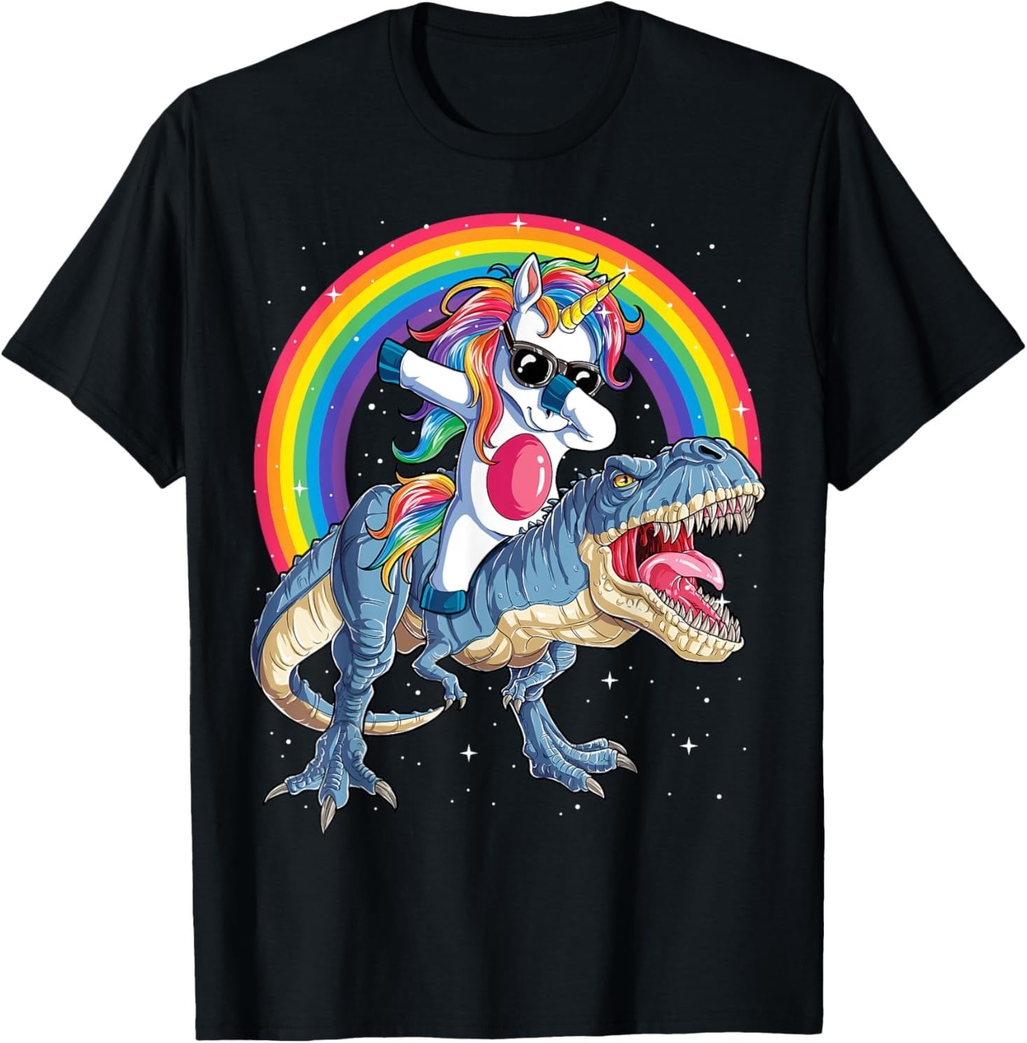 Dabbing Unicorn T-Rex Shirt – Fun Rainbow Galaxy Dinosaur Tee for Kids ...