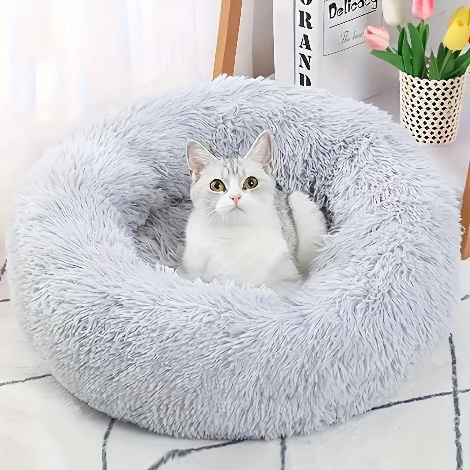 Dabei Cat Beds For Indoor Cats, Cat Bed Machine Washable, Round Pet Bed ...