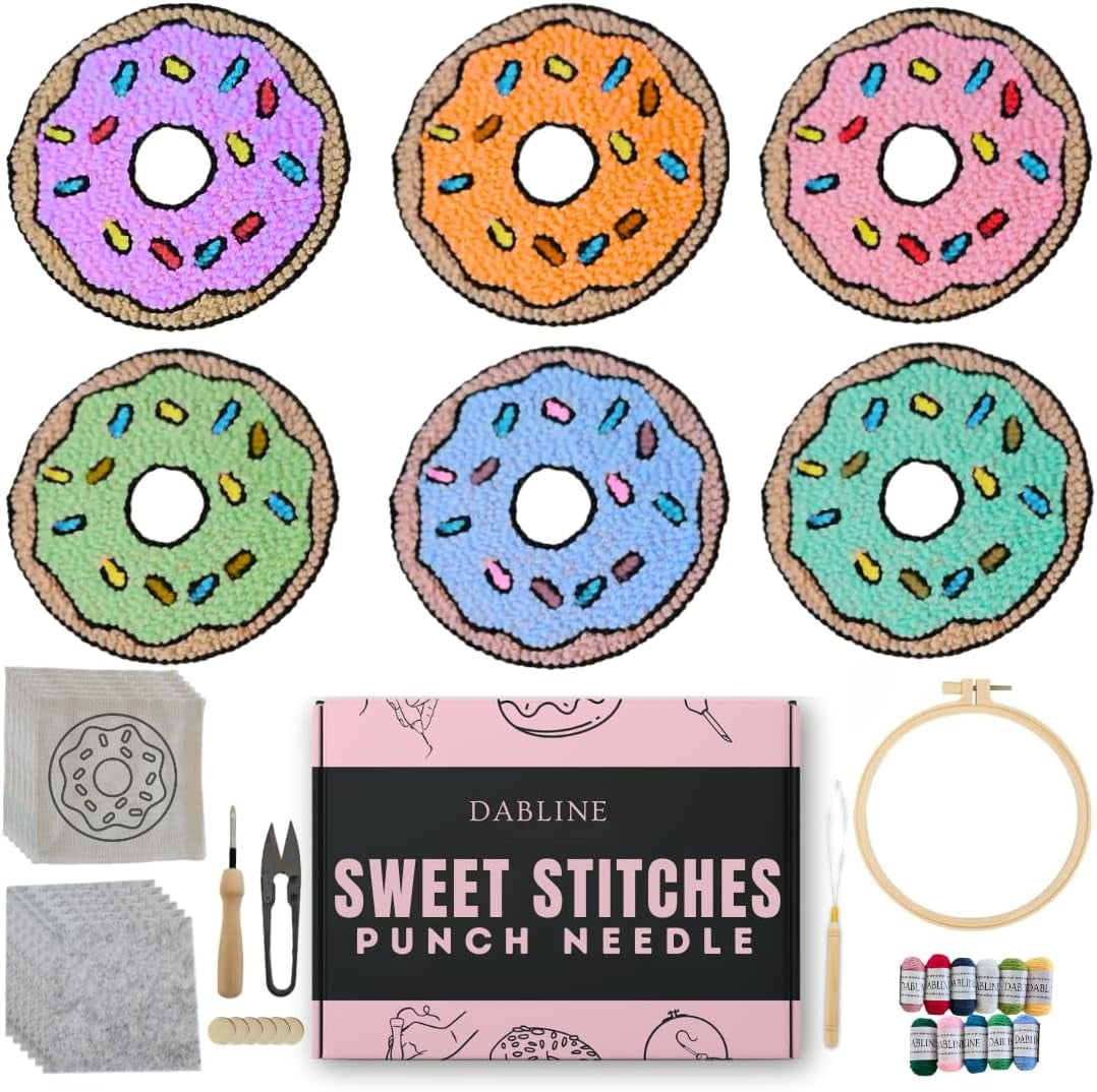 Dabline Punch Needle Kit for Beginners and Adults Set of 6 | Stress ...