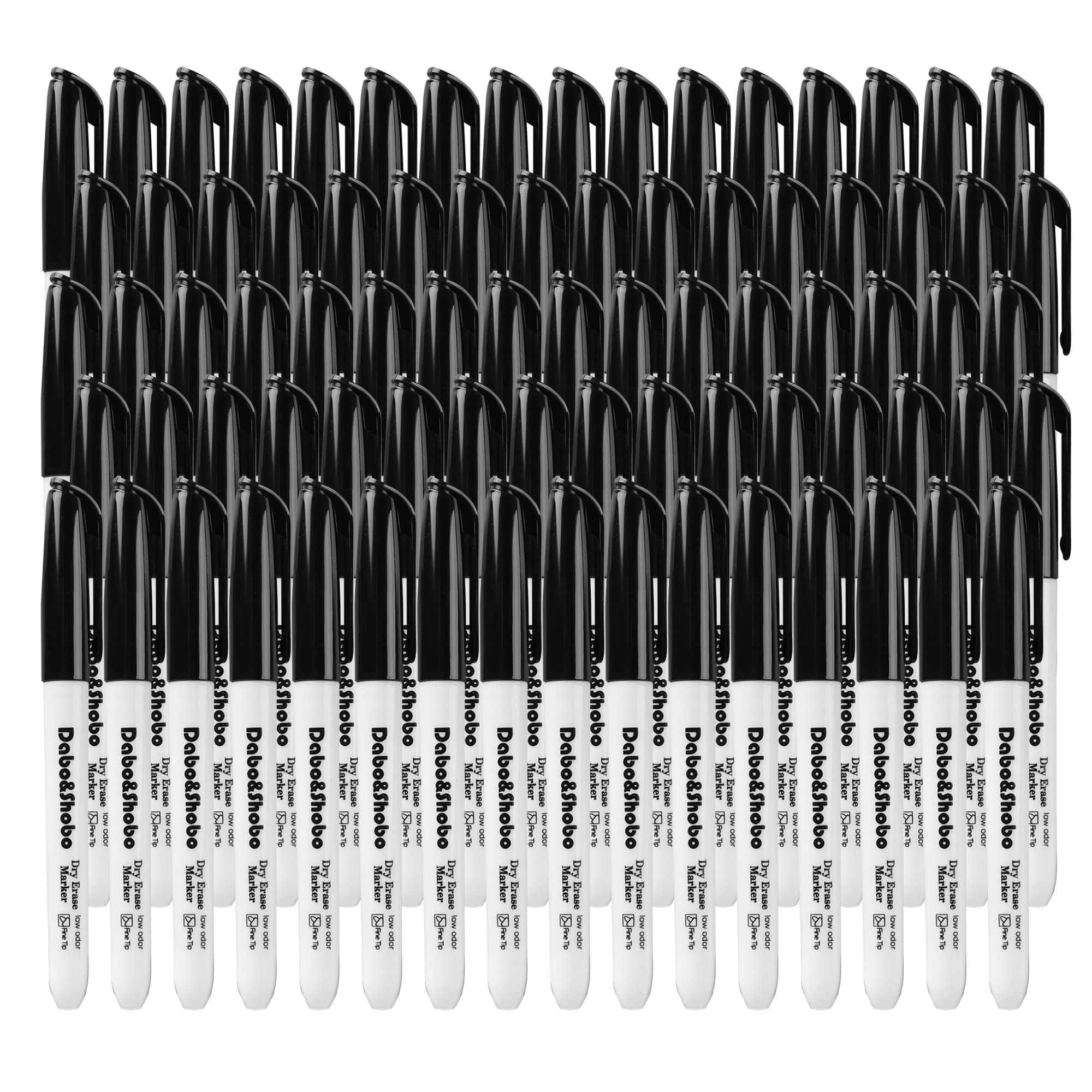 Dabo&Shobo Low Odor Dry Erase Markers, Fine Tip, Bulk Pack of 80, Black ...