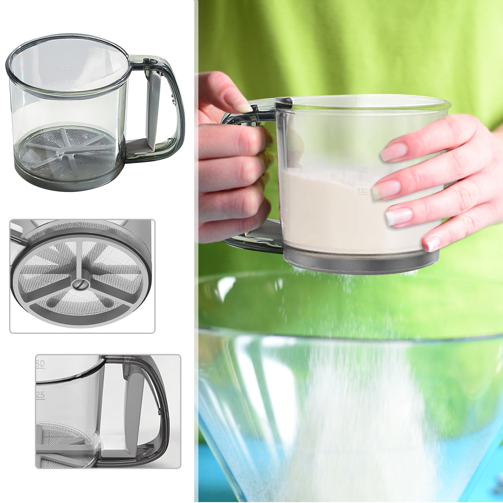 Dabozhi Flour Sieve For Baking, Crank Flour Sieve With Technical Fine ...