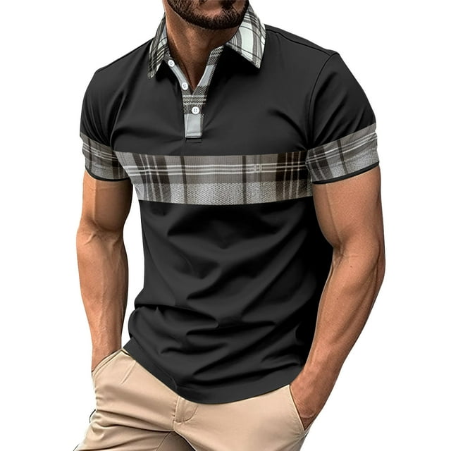 Dabozhi Sports Men's and Big Men's Polo Shirt V-Neck T-Shirt Business ...