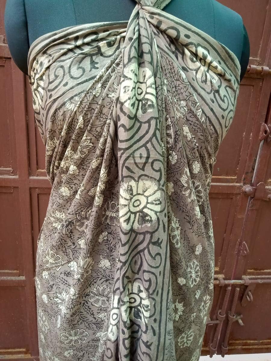 Dabu Sarong Hand Block Print Sarong, Women Bikini Cover Pareo Hand Dyed ...