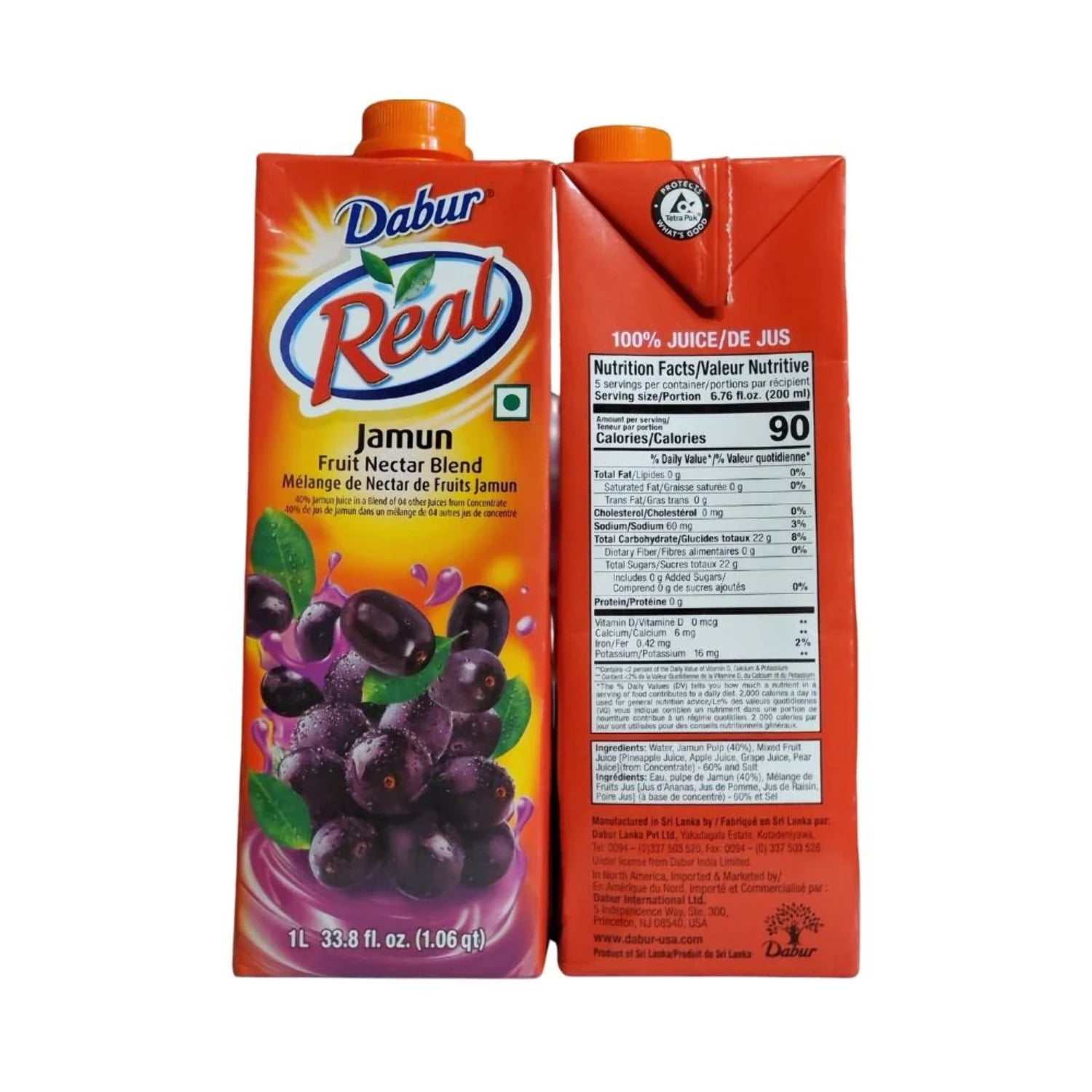 Dabur Real Jamun Fruit Nectar Blend 1L (Pack of 4) - Walmart.com
