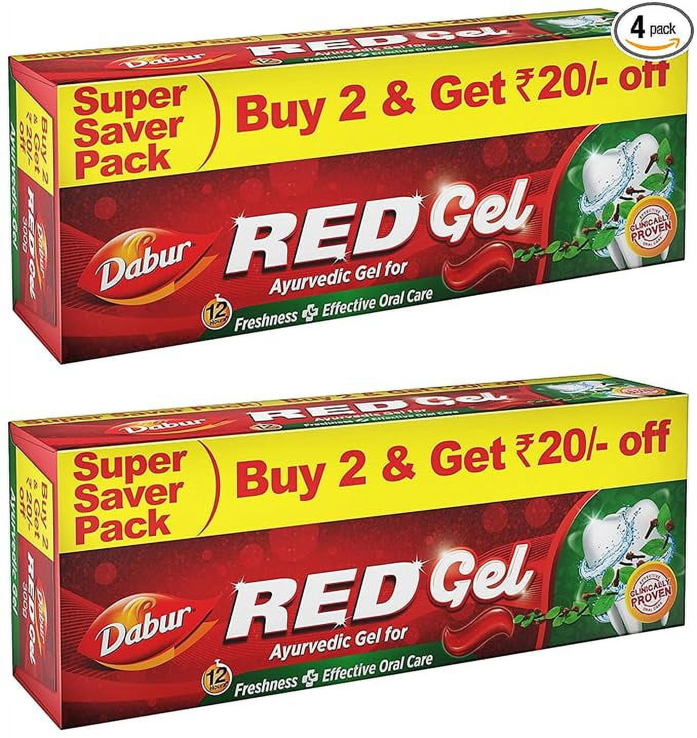 Dabur Red Gel Ayurvedic Toothpaste - 300g (150g x 2, Pack of 4) - Walmart.com