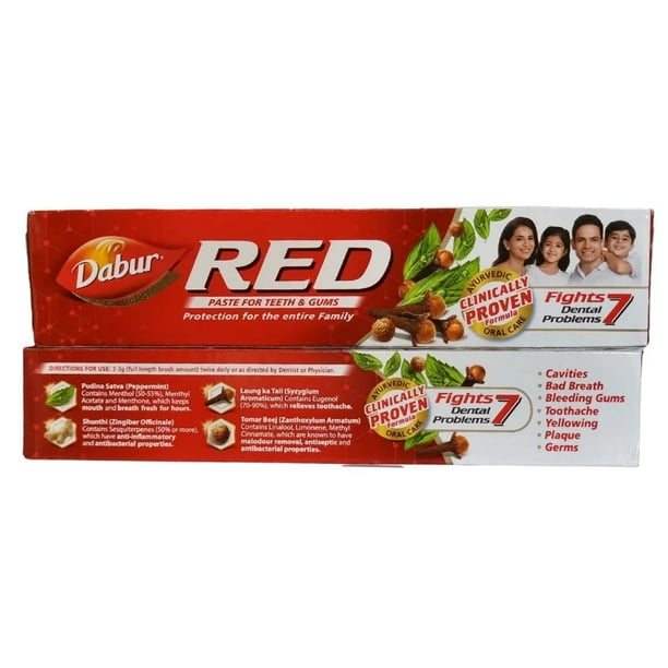 Dabur Red Tooth Paste For Theeth & Gums 200 g (Pack of 3) - Walmart ...
