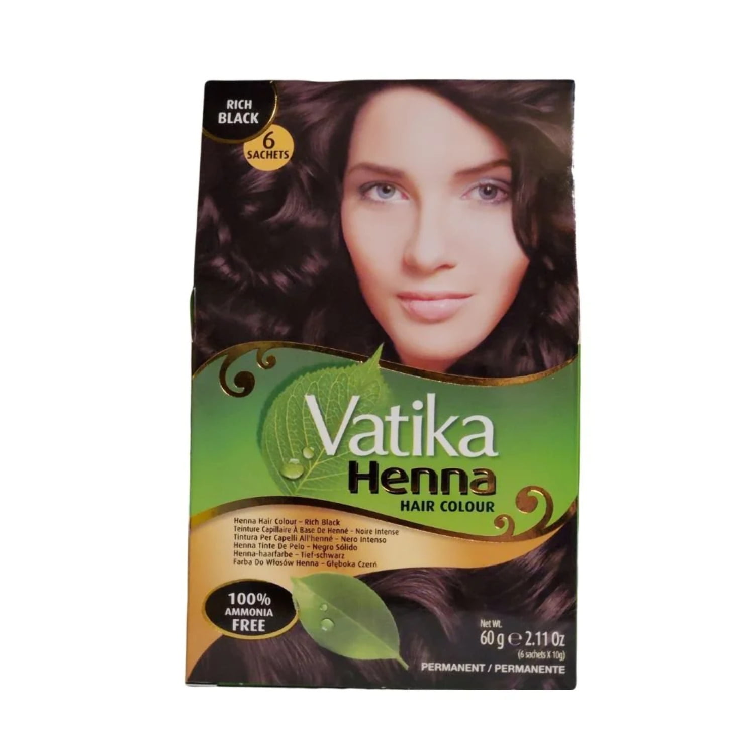 Dabur Vatika Henna Rich Black Hair Colour Amonia Free 60g (Pack of 12 ...