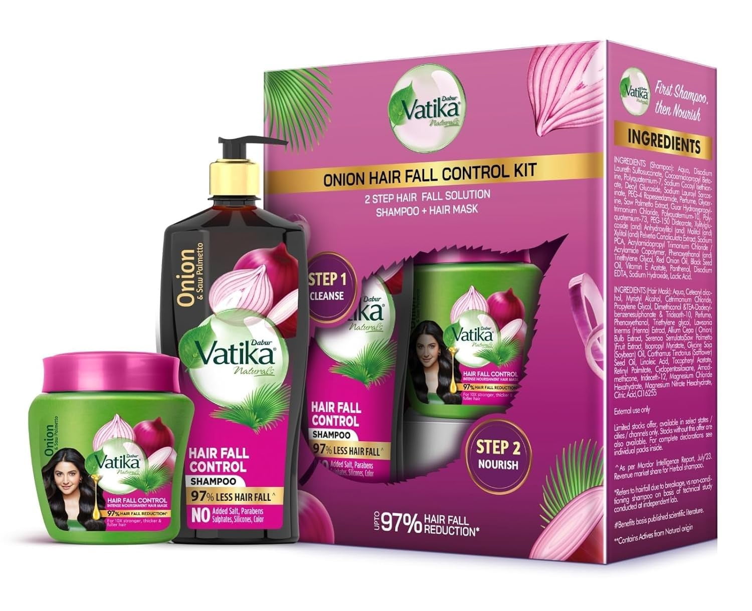 Dabur Vatika Onion Shampoo and Hair Mask Kit, for Hair Care and ...