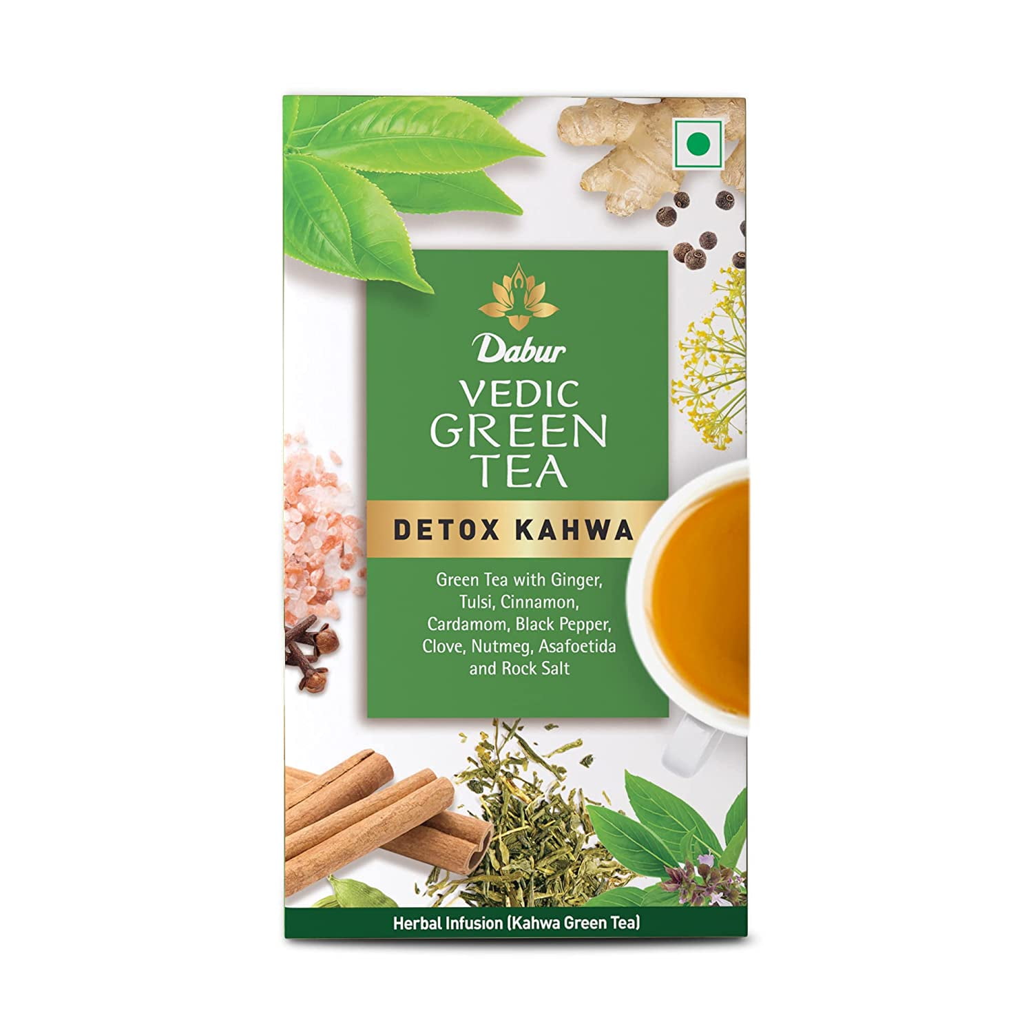 Dabur Vedic Green Tea, Detox Kahwa, 25 Teabags - Walmart.com