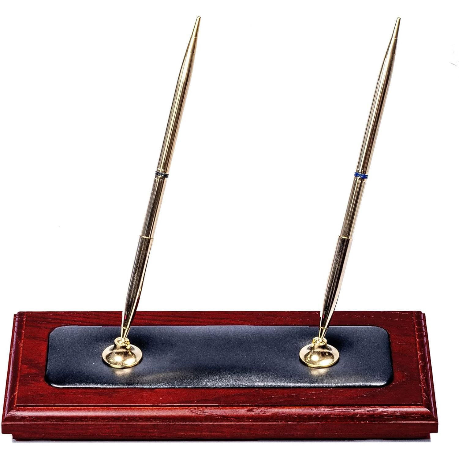 Dacasso A8004 Wood & Leather Double Pen Stand Desk Set, Rosewood 9.25 x ...