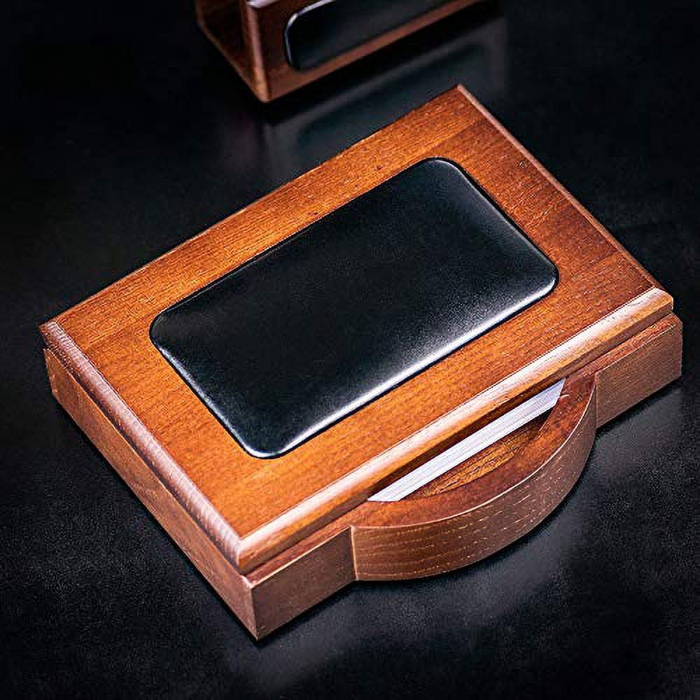 Dacasso A8409 4 x 6 Desktop Memo Holder, Wood & Leather, Walnut ...