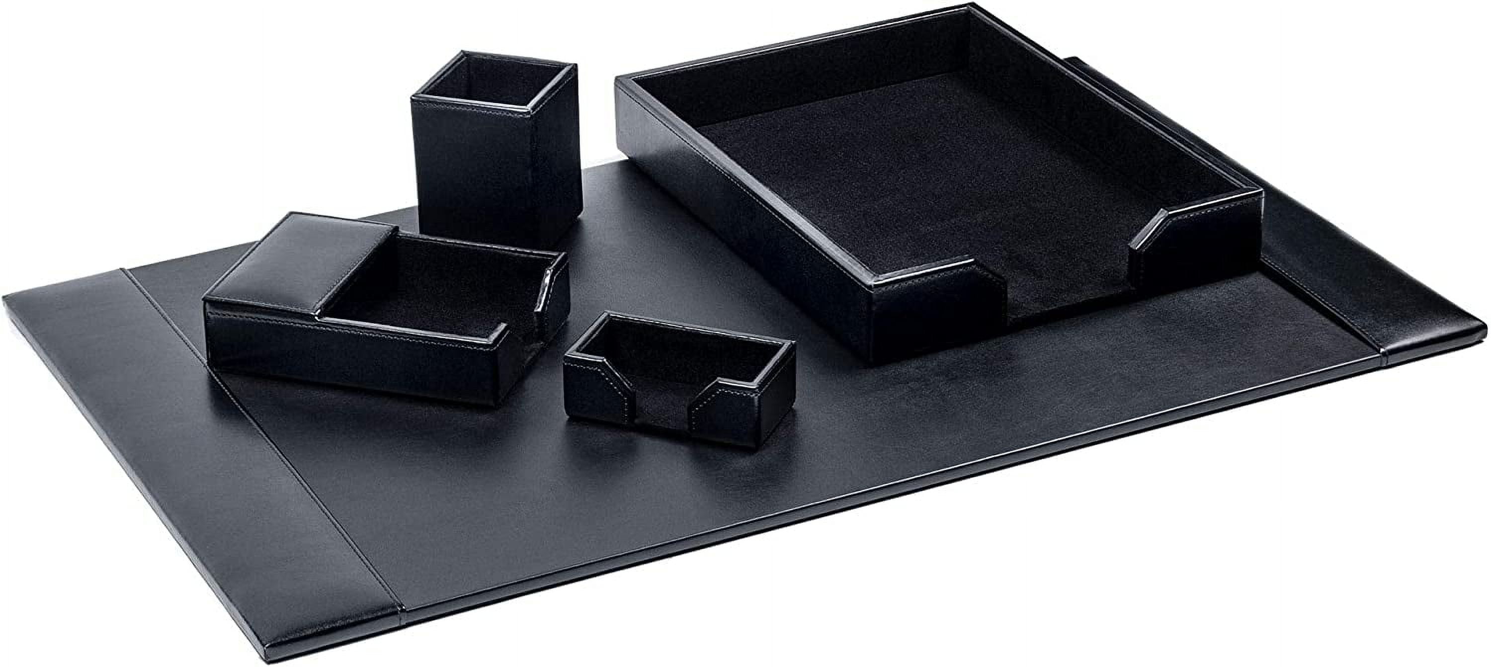 Dacasso Black Bonded Leather 5-Piece Desk Set - Walmart.com
