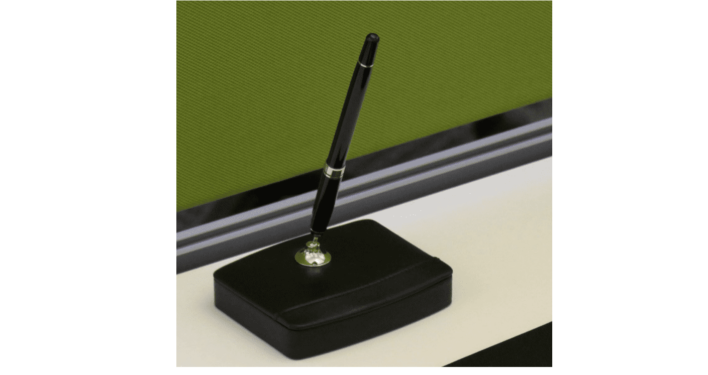 Dacasso Classic Black Leather Single Pen Stand with Gold Accents ...