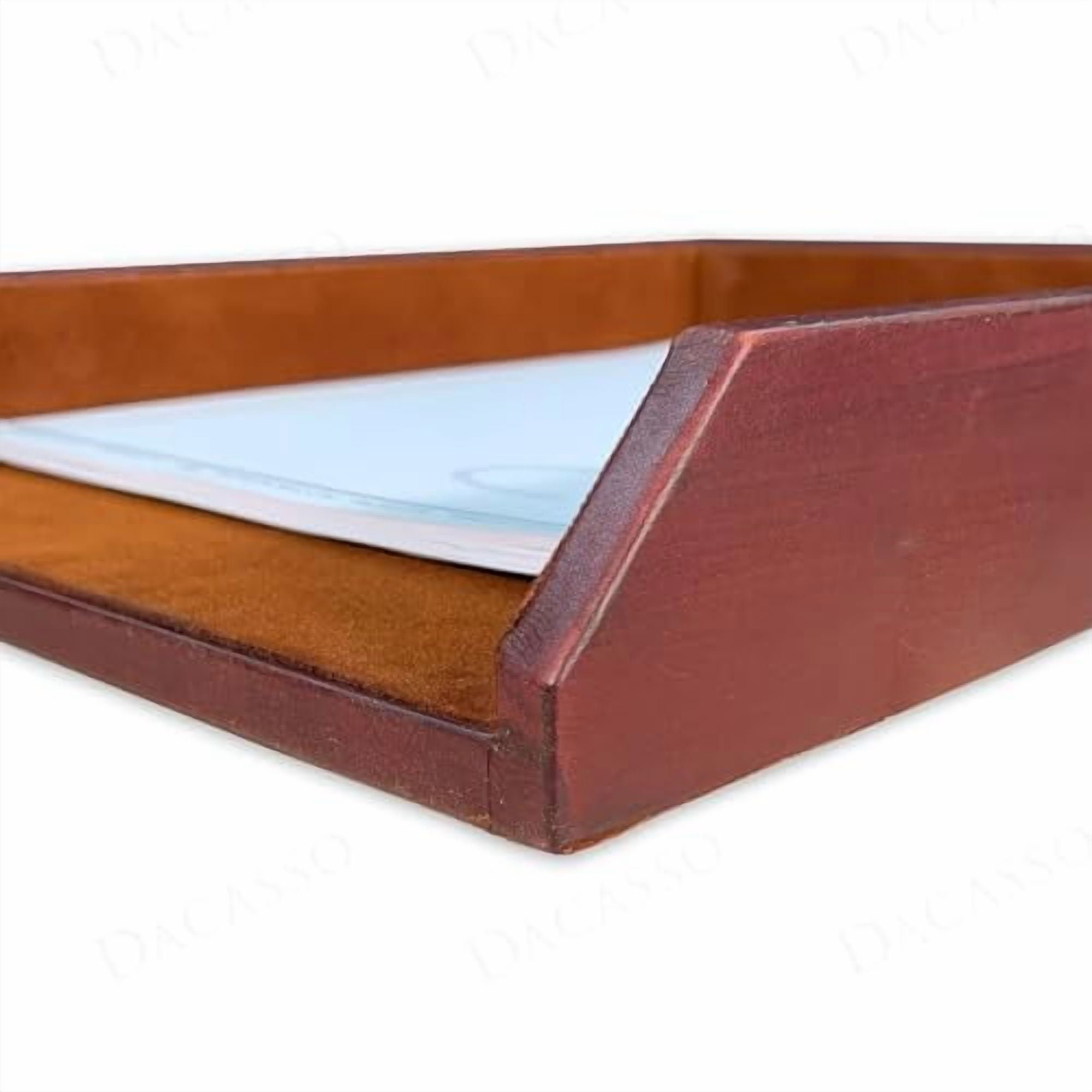 Dacasso Mocha Leather Luxury Letter Tray Holder & Paper Organizer for ...
