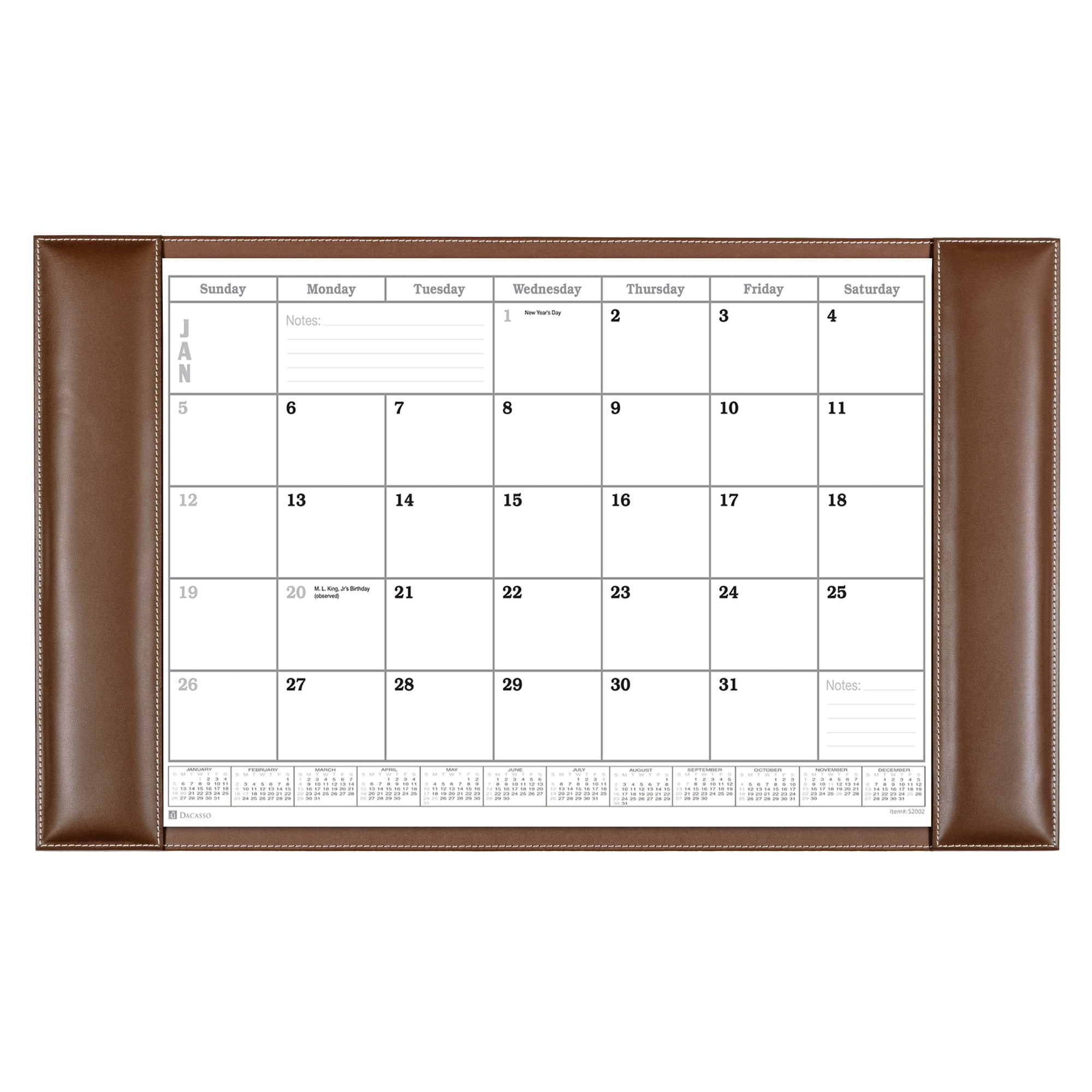 Dacasso Rustic Leather Calendar Desk Pad - Walmart.com