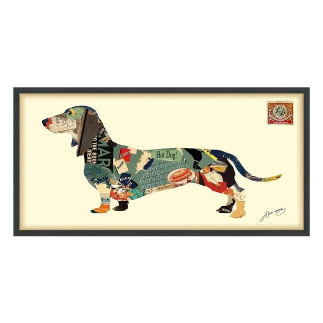'Dachshund' Alex Zeng's dimensional collage,under glass & a black ...