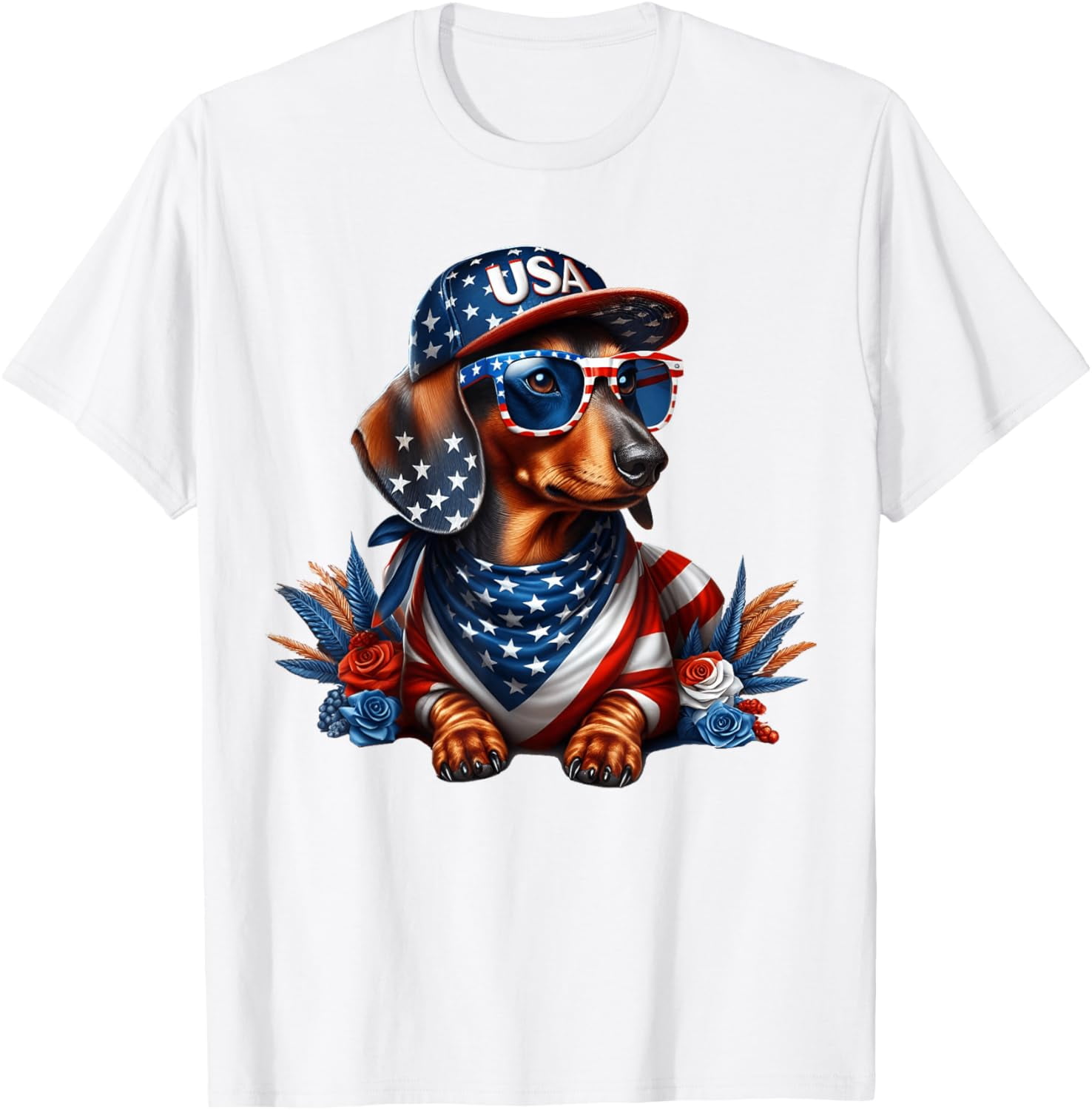 Dachshund American Flag July 4th T-Shirt - Walmart.com