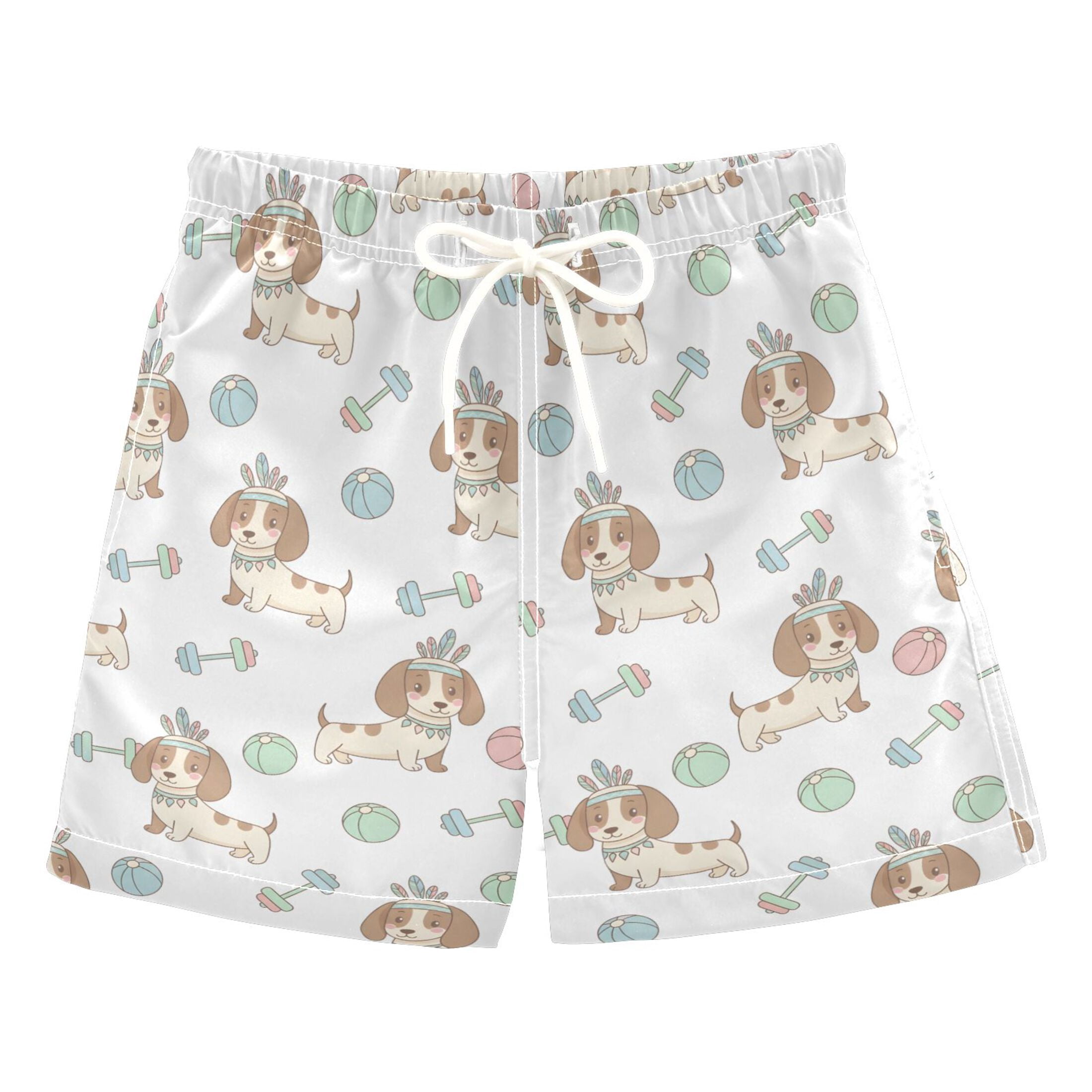 Dachshund Barbell Ball Pattern Swim Trunks Quick Dry Beach Pool Board ...