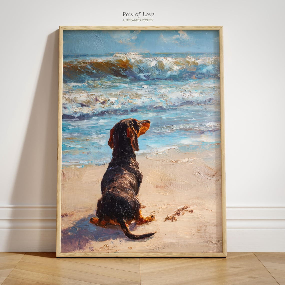 Dachshund Beach Summer Painting Coastal Doxie Dog Memorial Poster ...