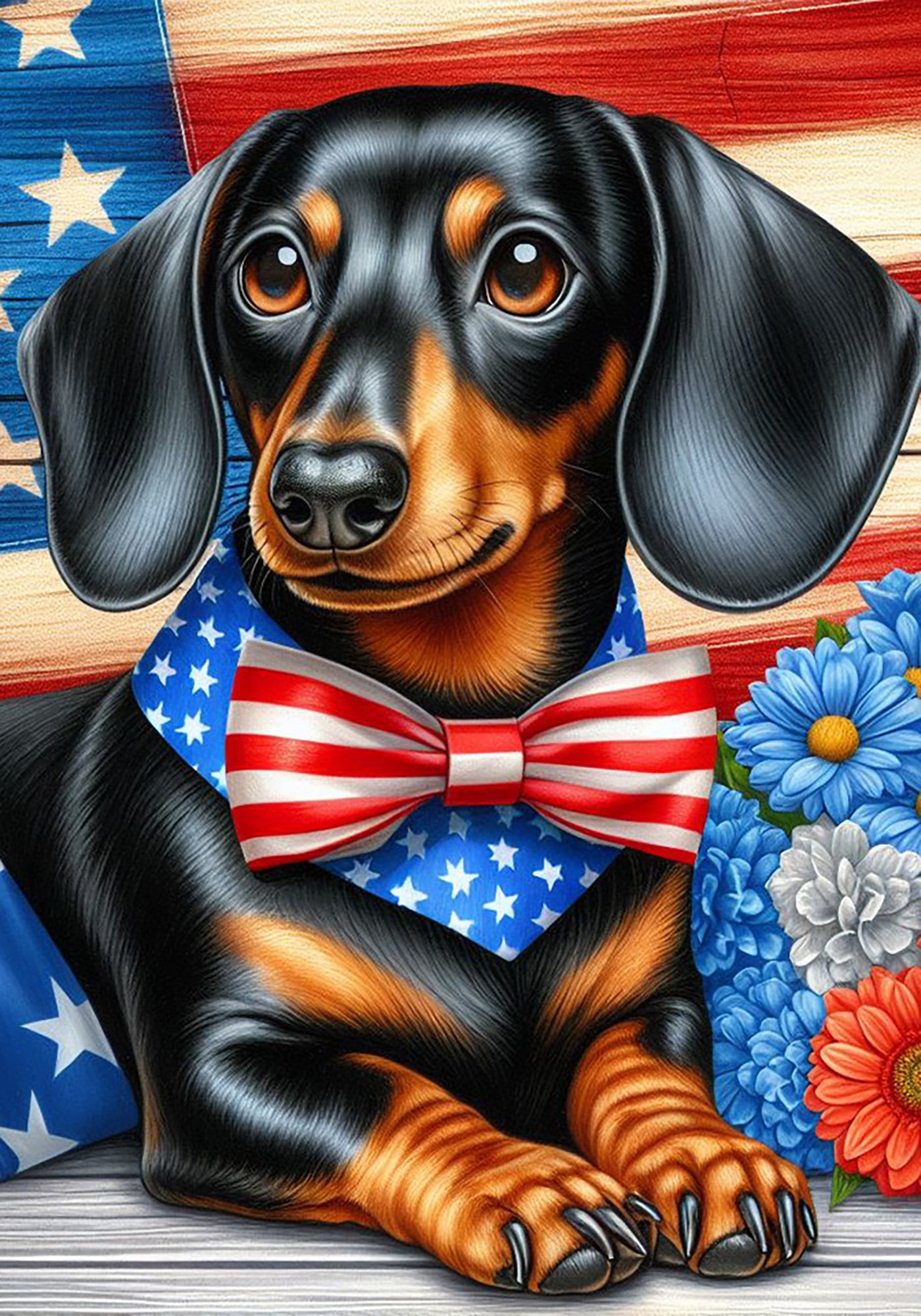 Dachshund Black/Tan - Best of Breed DCR Patriotic I Garden Flag ...