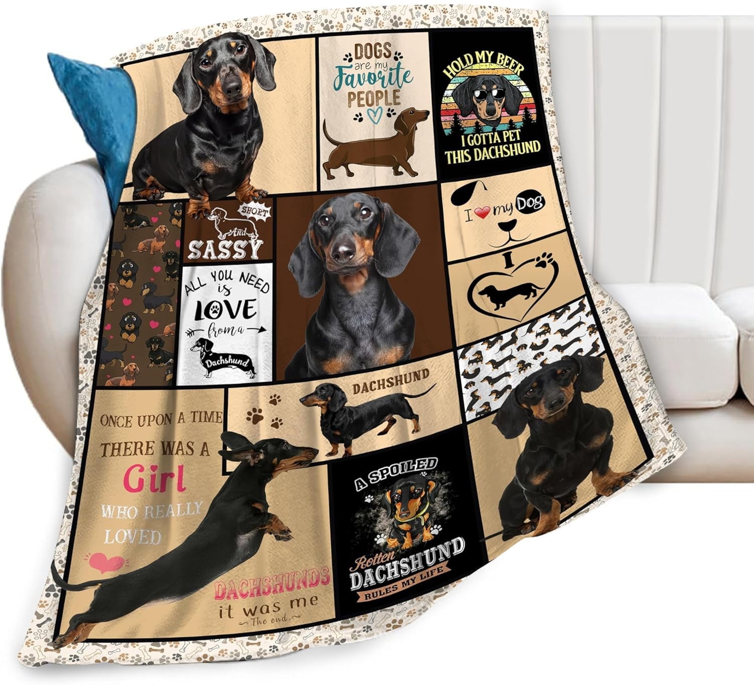Dachshund Blanket Super Soft Warm Flannel Cute Dachshund Dog Throw ...