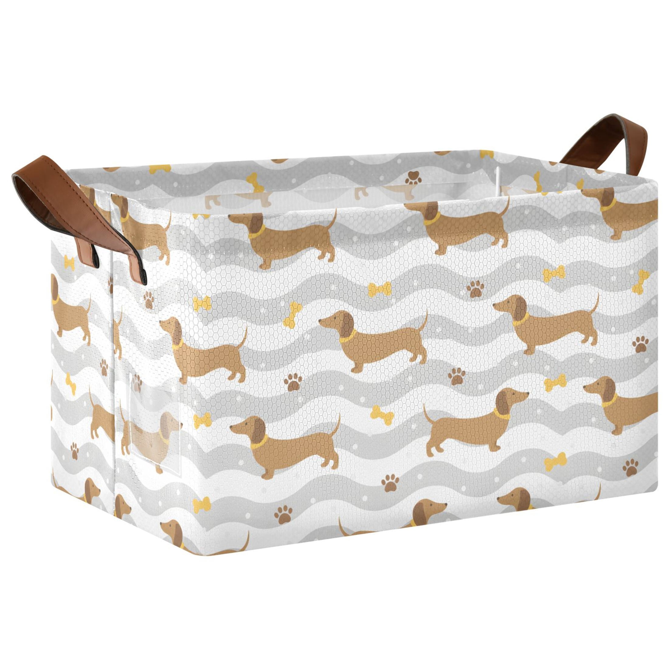 Dachshund Bow Collapsible Storage Bin Open Home Shelf Basket Water ...