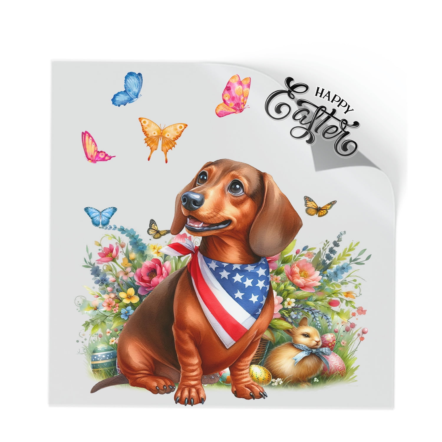 Dachshund Celebrates Spring and Enjoys a Happy Easter Cutout Transfer ...