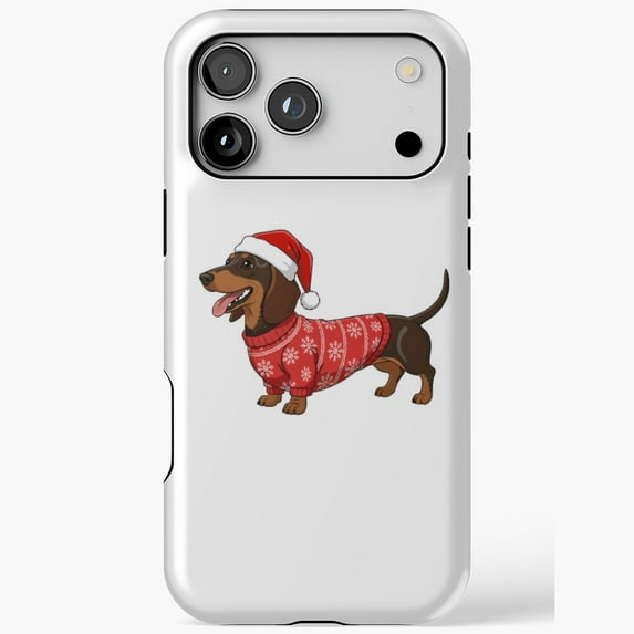 Dachshund Christmas Grandpa Hat Protective Case for iPhone 11 12 13 14 ...