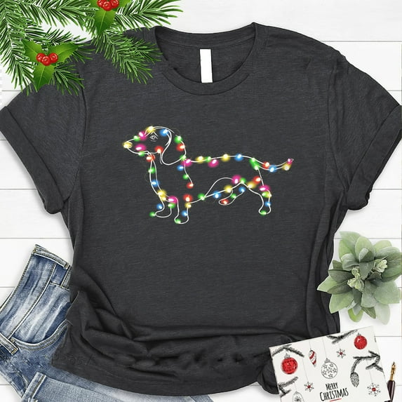 Dachshund Christmas Light Shirt, Christmas Dachshund Shirt, Dachshund ...