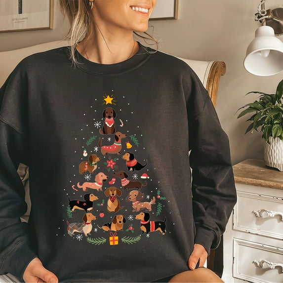 Dachshund Christmas Tree Shirt, Cute Dachshund Christmas Shirt, Dog ...