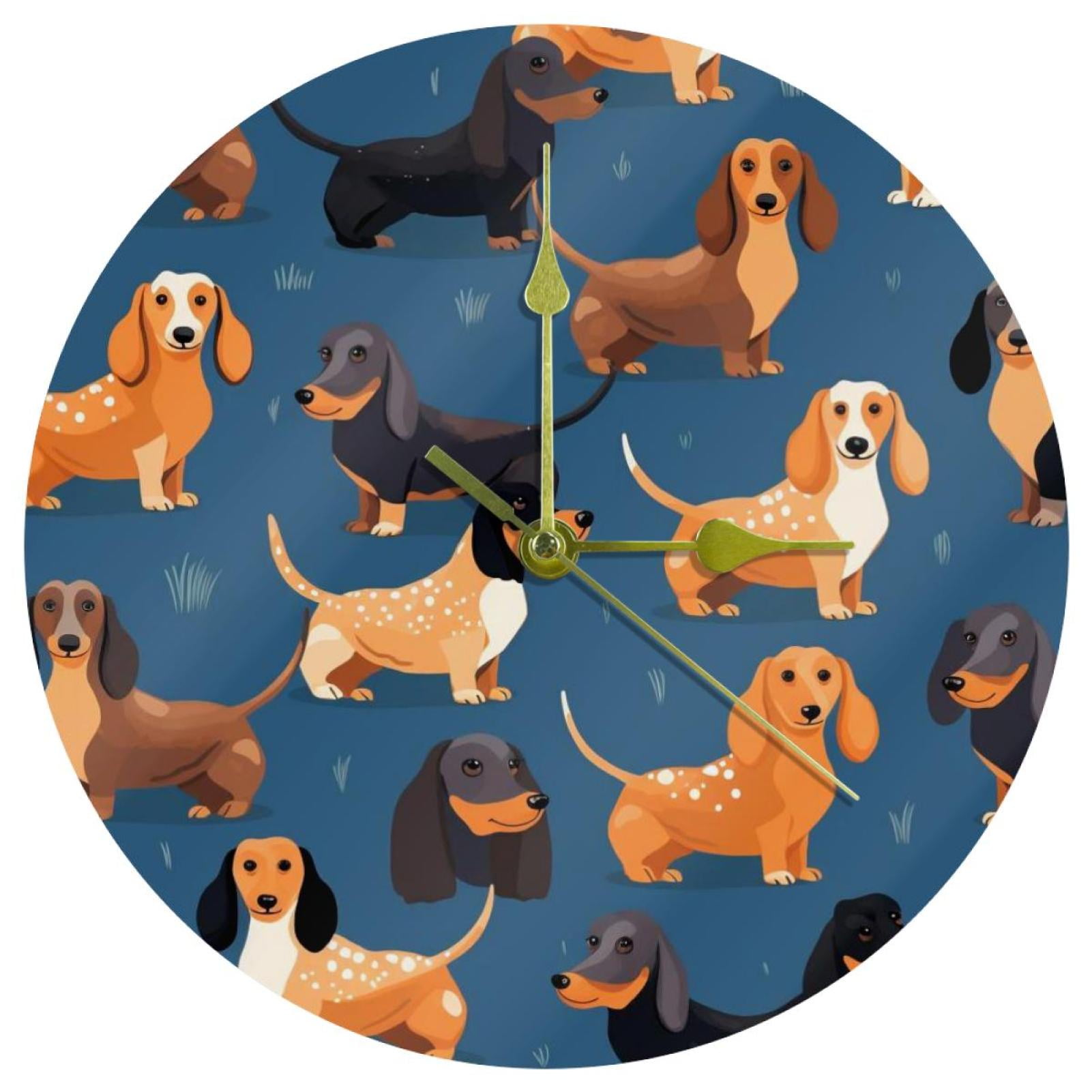 Dachshund Circular Acrylic Wall Clock - Contemporary Home Decor for ...