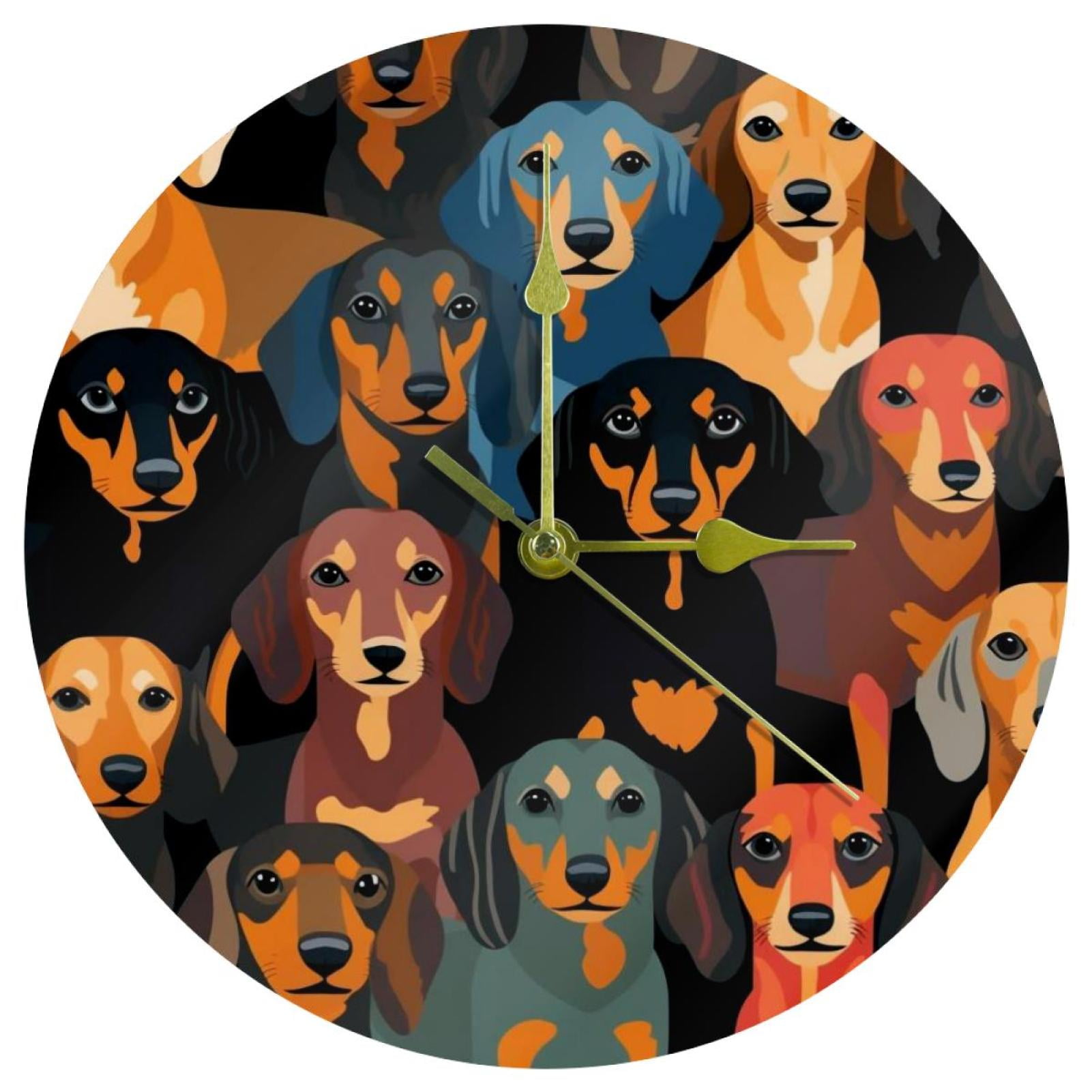 Dachshund Circular Acrylic Wall Clock for Modern Décor - Silent ...