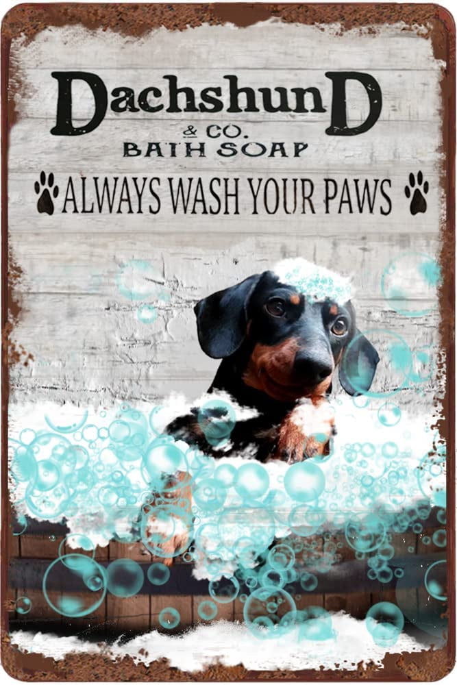 Dachshund & Co. Bath Soap Vintage Tin Sign Wash Your Paws Metal Tin ...