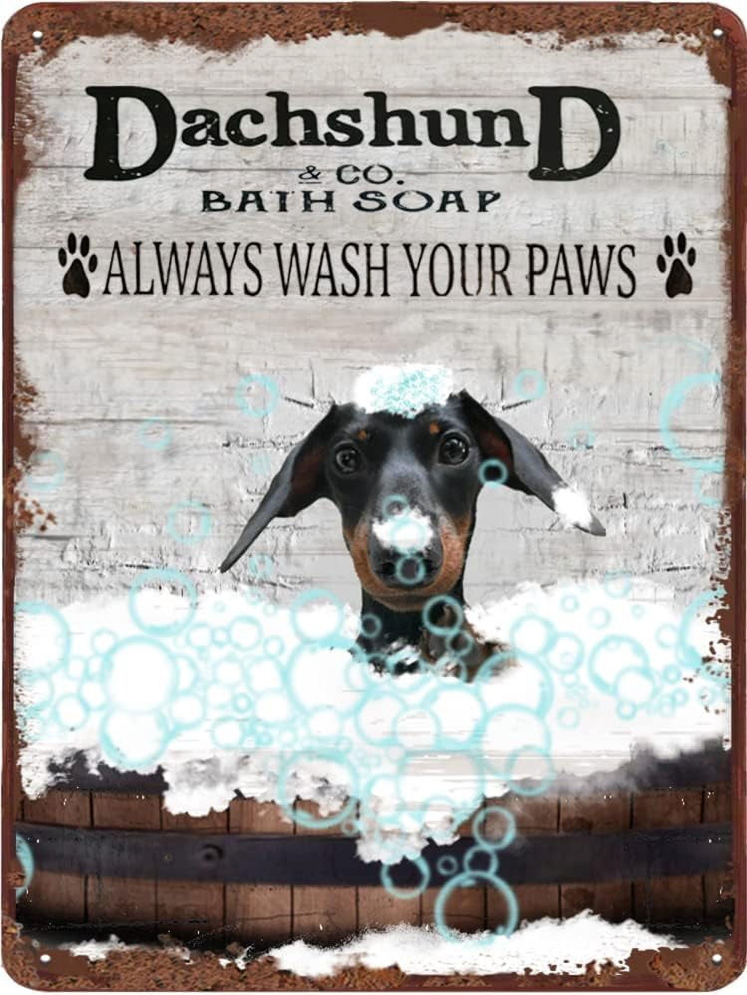 Dachshund & Co. Bath Soap Vintage Tin Sign Wash Your Paws Metal Tin ...