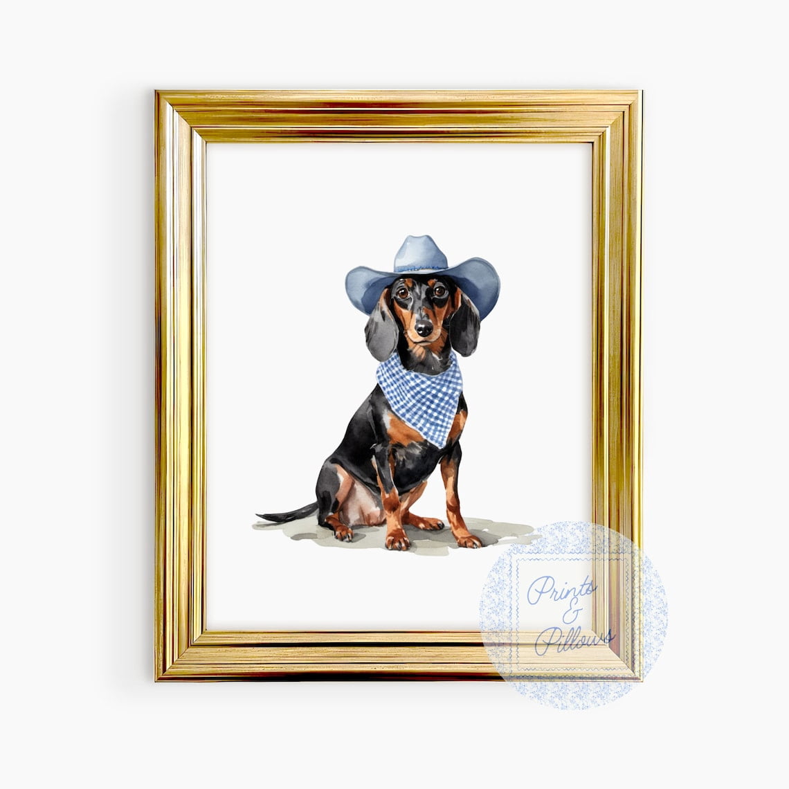 Dachshund Cowboy Dog Western Dog Mom Lover Art Portrait Nursery ...