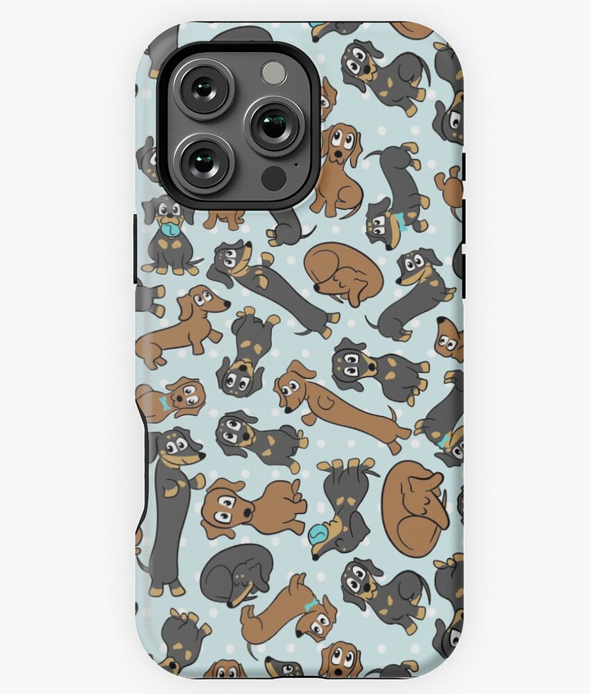 Dachshund Cuties Everywhere Blue Phone Case for iPhone 16 15 14 13 12 ...