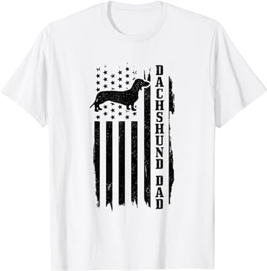 Dachshund Dad Vintage American Flag Patriotic Weiner Dog T-Shirt ...