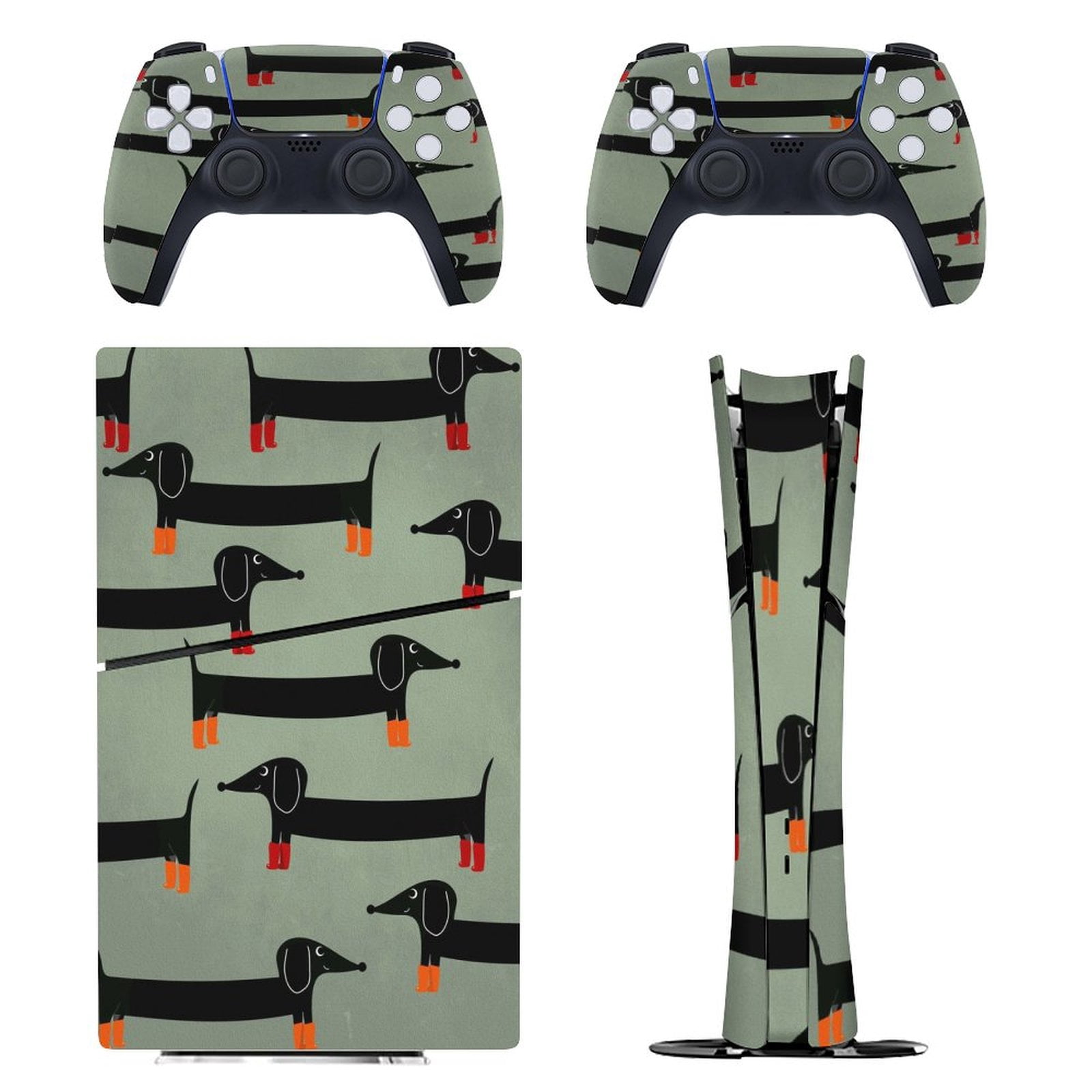 Dachshund, Dark Green PS5/PS5 Slim Digital Disc Skin Sticker For ...